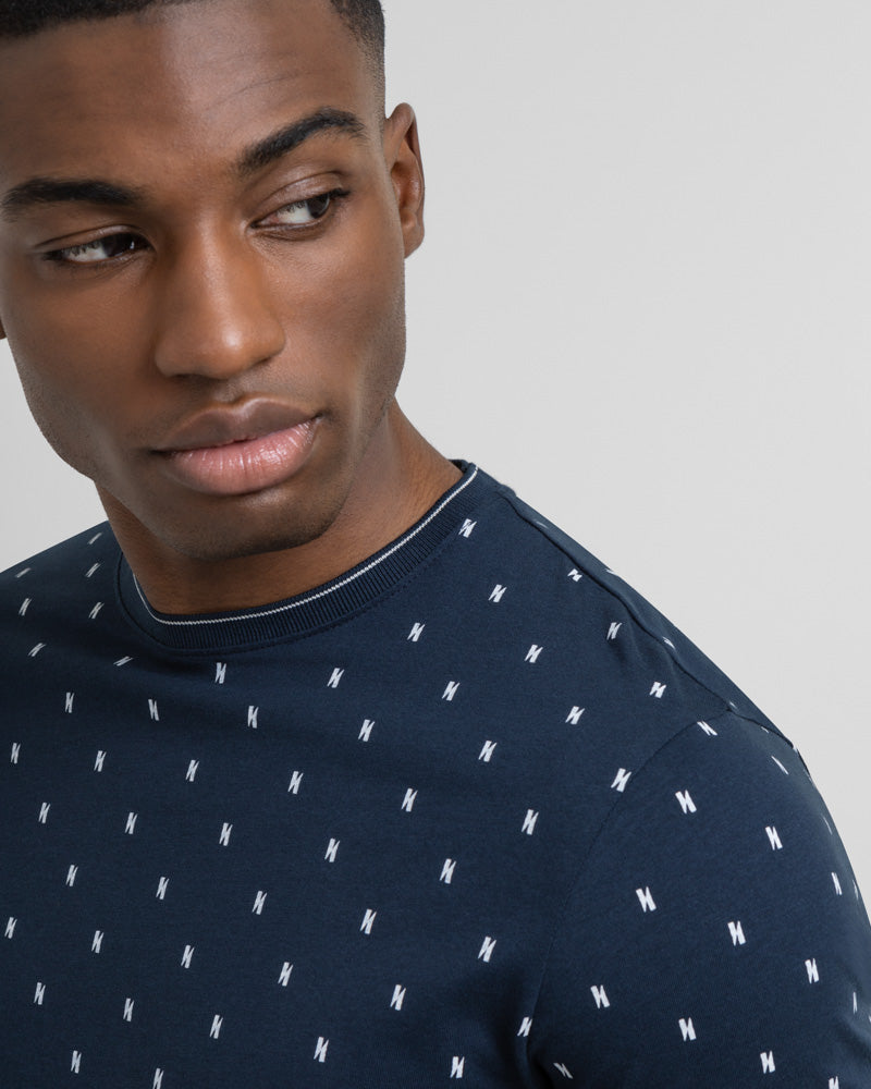 Steel & Jelly Men’s Navy T-Shirt With White Geometric Print
